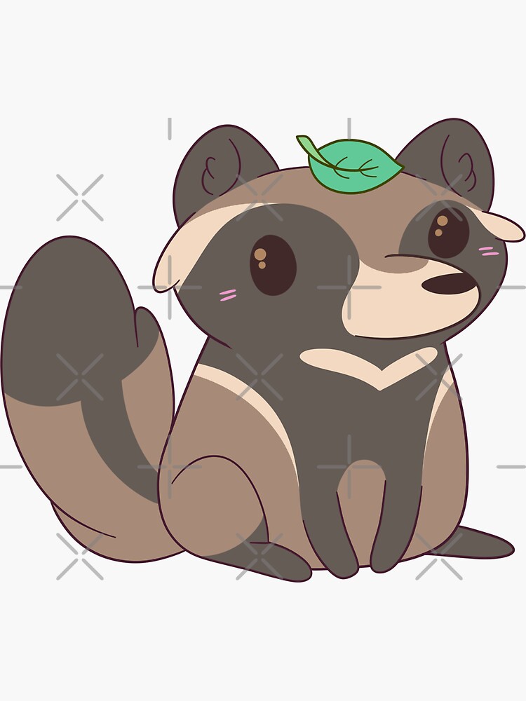 "Tanuki and Leaf" Sticker for Sale by TwistedZepher | Redbubble