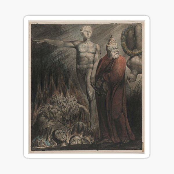 "William Blake - Lucifer and the Pope in Hell" Sticker by skopica ...