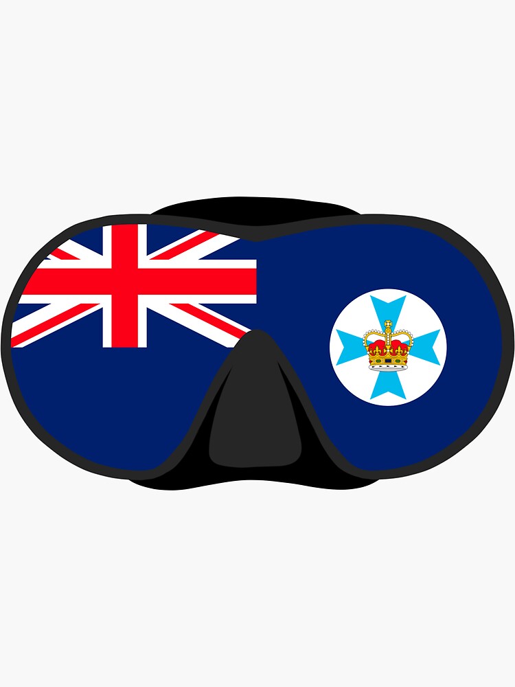 "scuba dive mask – queensland aus flag" Sticker by brightsuns | Redbubble