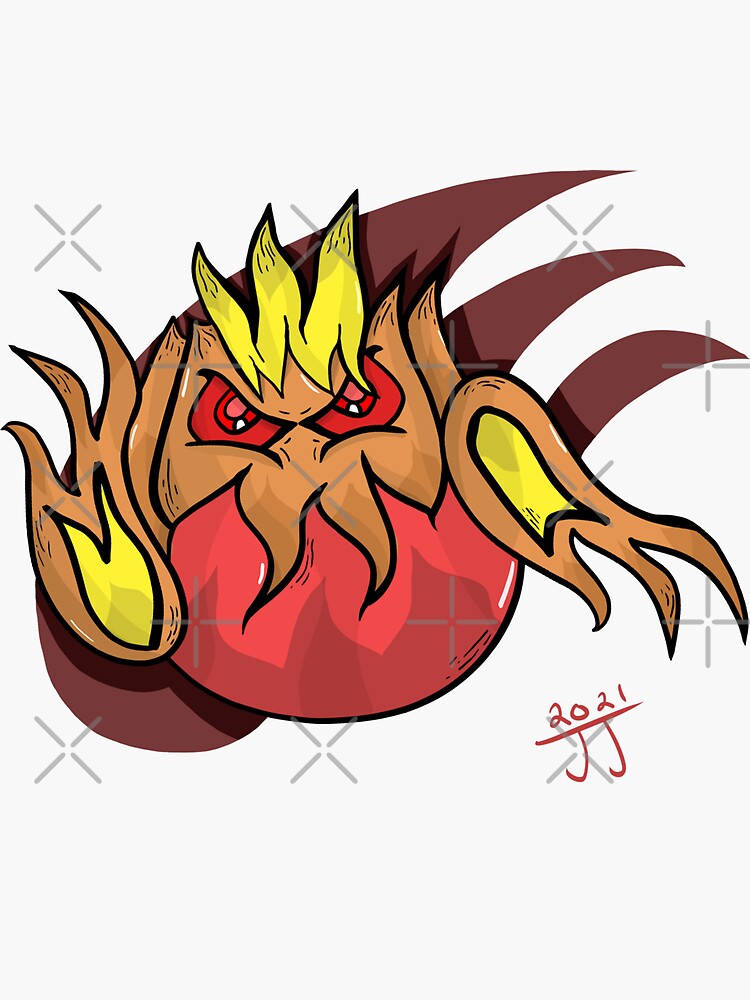 "The Fireball Monster" Sticker by TheCartoonChaos | Redbubble