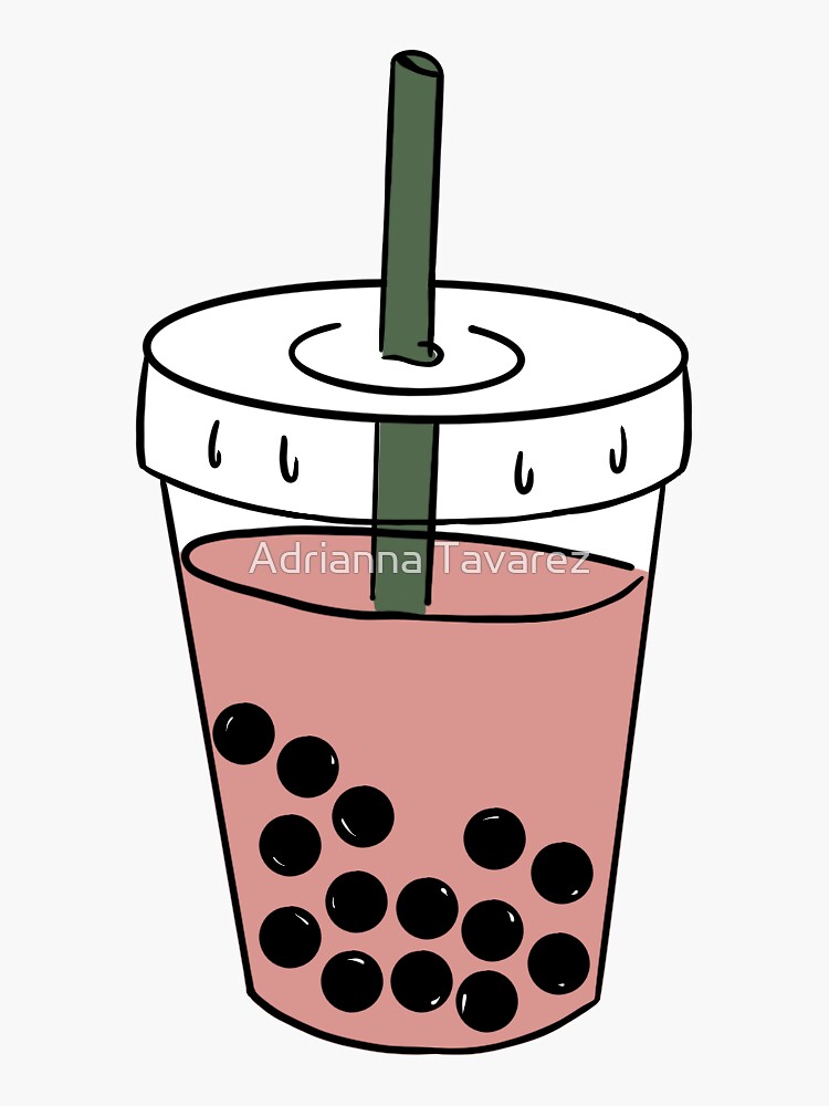 "pink boba tea" Sticker for Sale by itsme-adrianna | Redbubble