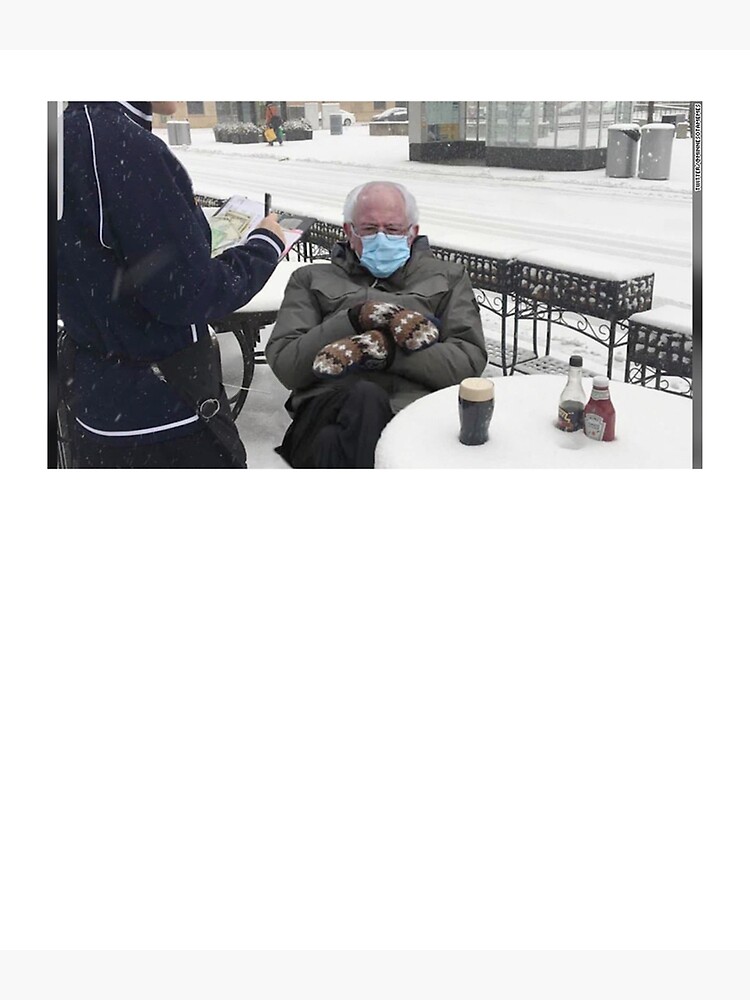 "Bernie Sanders Funny Meme Mittens Sitting Chair Inauguration" Poster ...