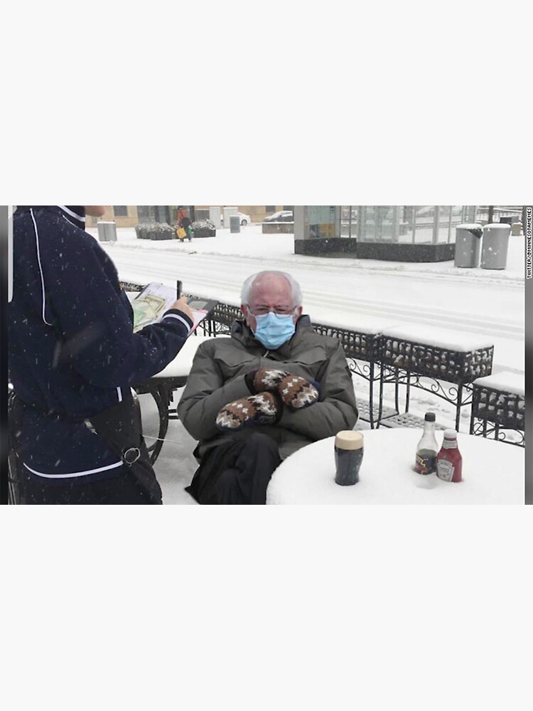 "Bernie Sanders Funny Meme Mittens Sitting Chair Inauguration" Sticker ...