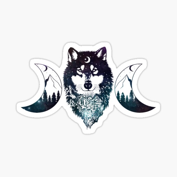 "Celestial Wolf Moon & Stars Triple Moon Goddess" Sticker for Sale by ...