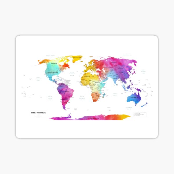 "Watercolor World Map" Sticker by PencilMaps | Redbubble
