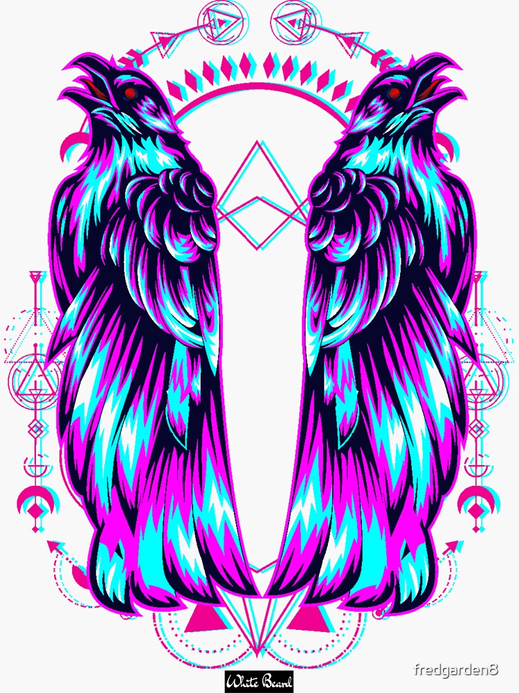 "Two Ravens Glitch Pop Art 2 Crows" Sticker for Sale by fredgarden8 | Redbubble