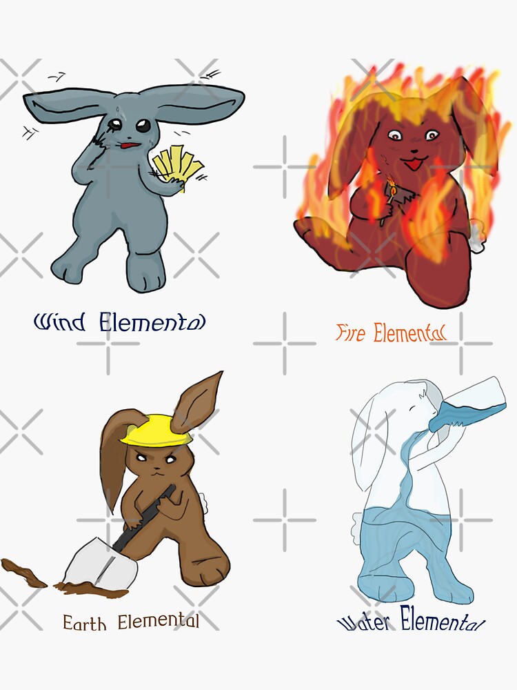 "Elemental Rabbits" Sticker by Thirdlynephilim | Redbubble