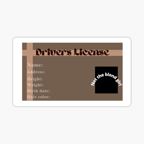 "Drivers License sticker" Sticker for Sale by Radmilla | Redbubble