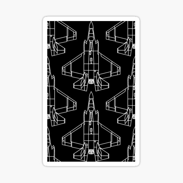 "F-35 Lightning II - black and white wireframe" Sticker for Sale by ...
