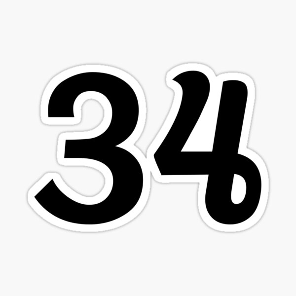 "Number 34" Sticker for Sale by t-shirtella | Redbubble