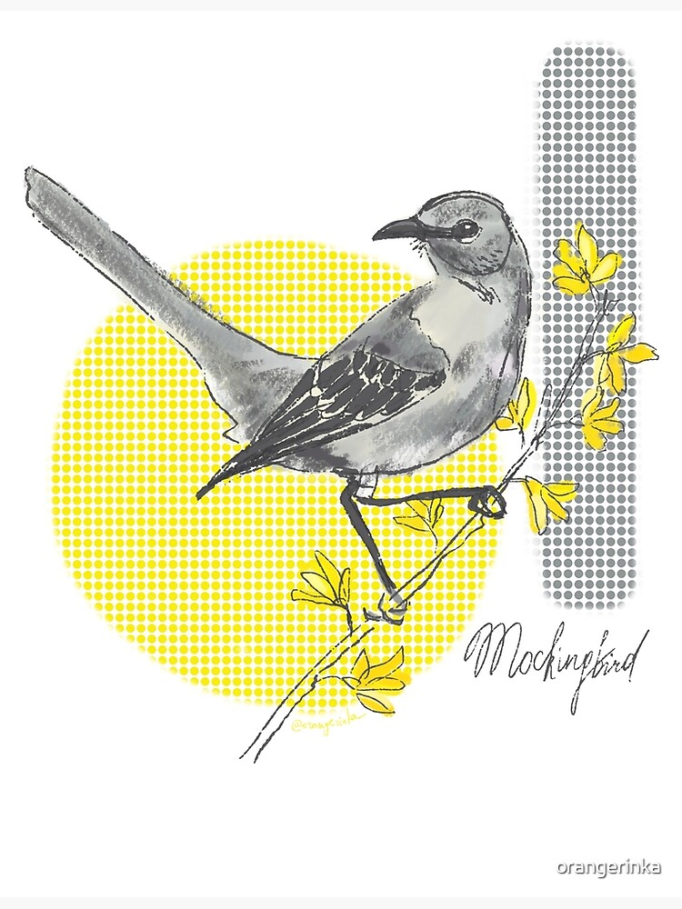 "Mockingbird and forsythia flowers, Pantone colors" Poster for Sale by ...