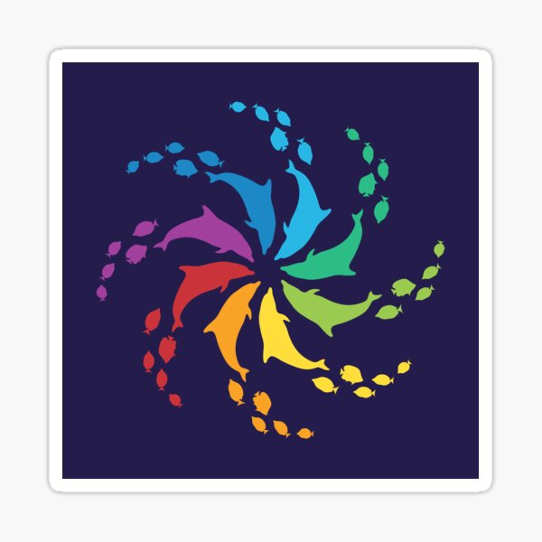 "Color: Dolphin Rainbow Pinwheel" Sticker for Sale by PepomintNarwhal ...