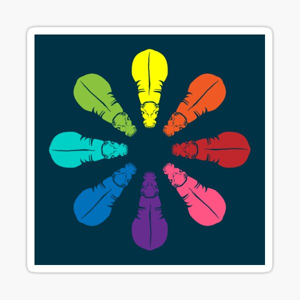 "Color: Hippo Rainbow Pinwheel" Sticker by PepomintNarwhal | Redbubble