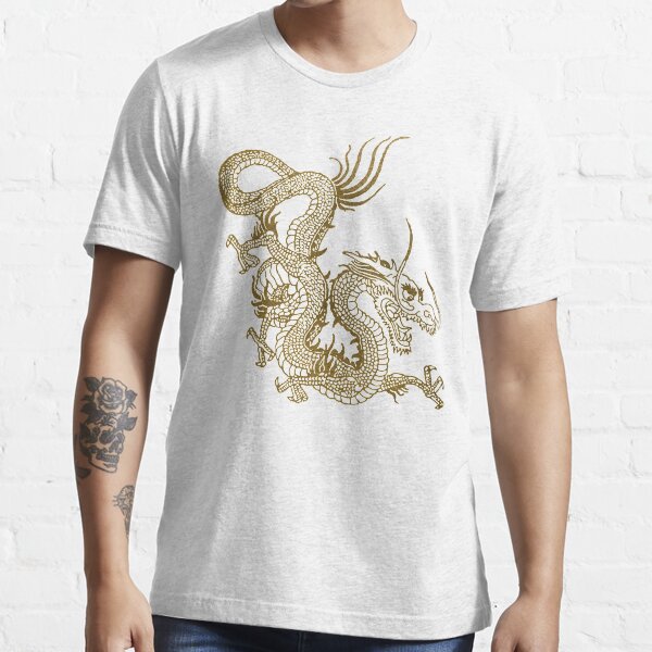 Gold Chinese Dragon White Background T Shirt For Sale By