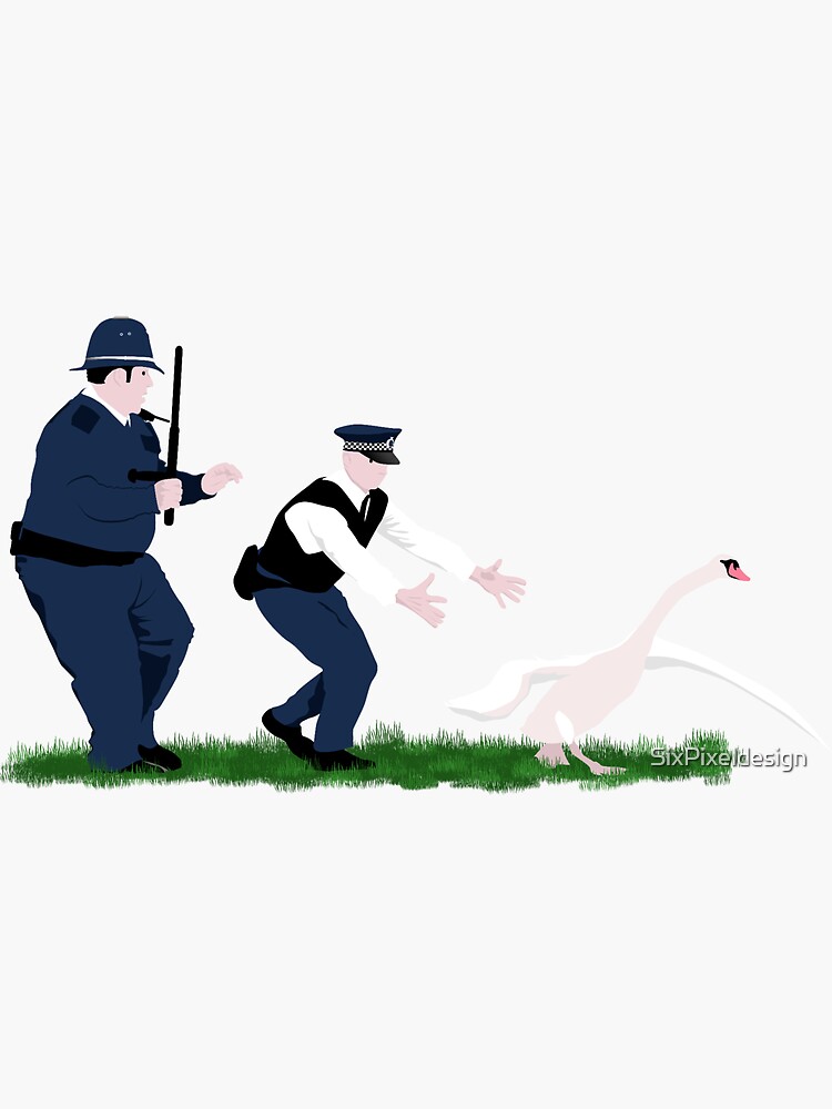 "Swan cops" Sticker for Sale by SixPixeldesign | Redbubble