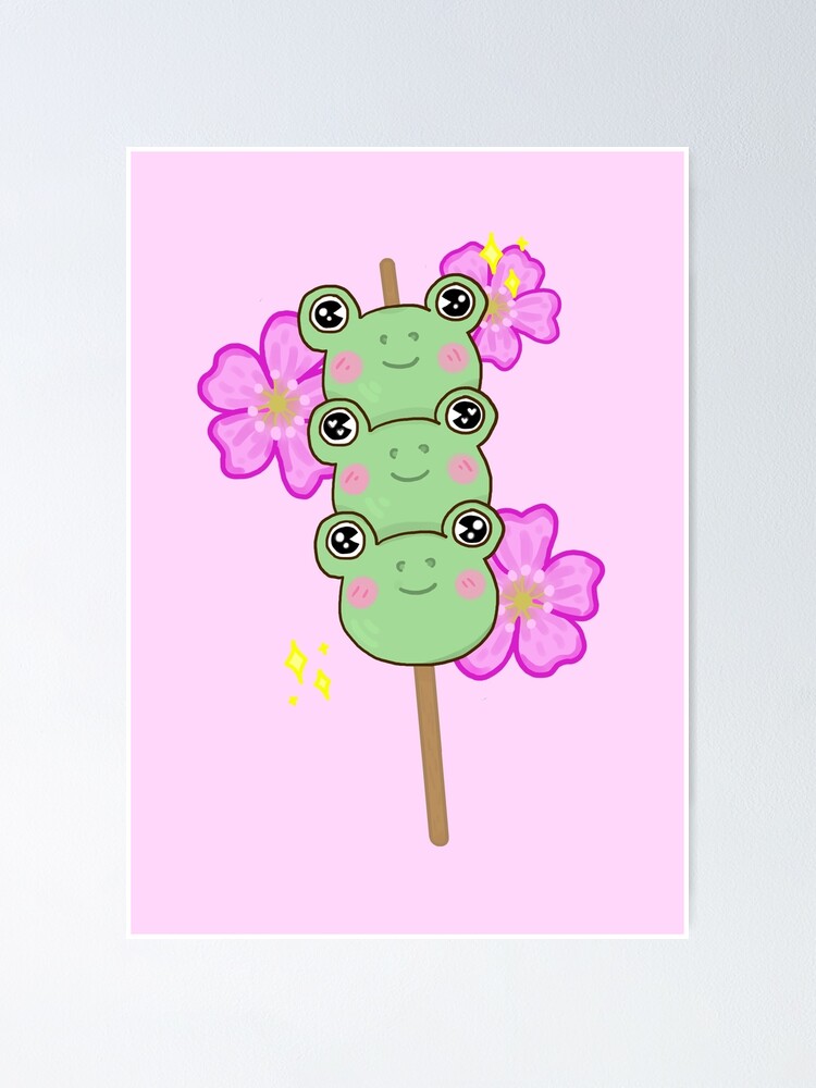 "Kawaii Frog Cherry Blossom Dango " Poster for Sale by mewccin | Redbubble