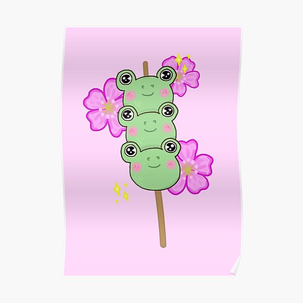 "Kawaii Frog Cherry Blossom Dango " Poster for Sale by mewccin | Redbubble
