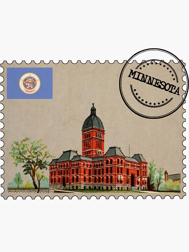 "Minnesota Postage Stamp" Sticker for Sale by Gina-Driada | Redbubble
