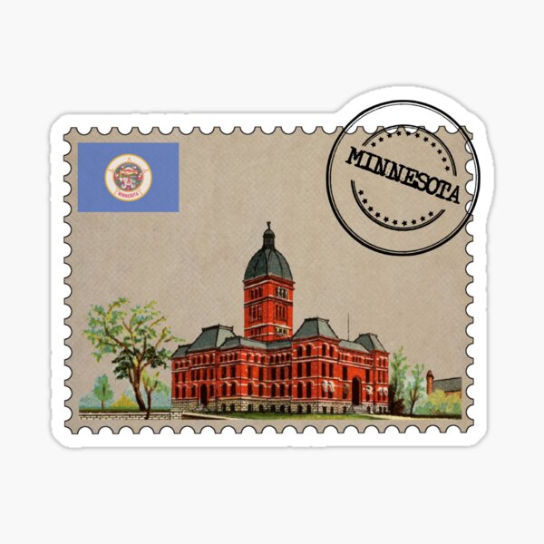 "Minnesota Postage Stamp" Sticker for Sale by Gina-Driada | Redbubble