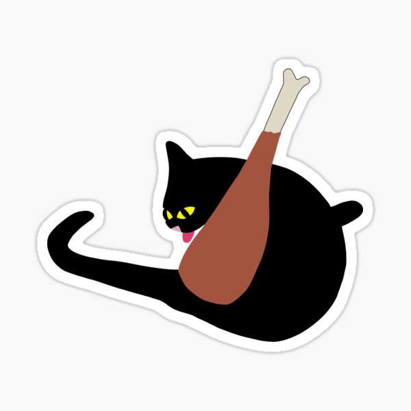 "Chicken Leg Cat Licking Butt" Sticker for Sale by lemon-moon-art ...