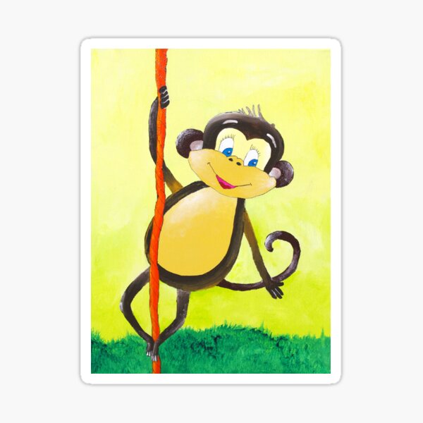 "Happy monkey" Sticker by artbyasta | Redbubble