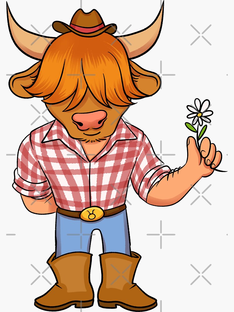 "Taurus - Minotaur Cowboy" Sticker for Sale by meg-dl | Redbubble