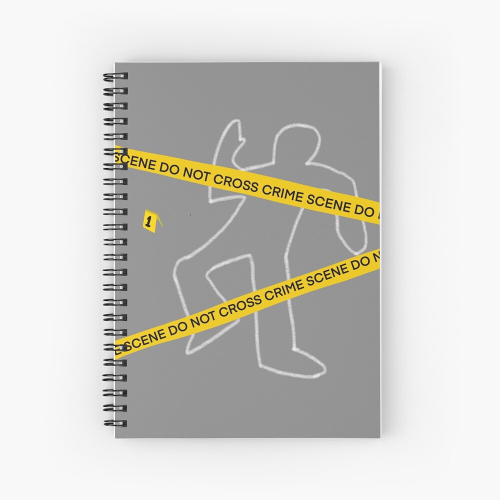 "Crime scene tape, body outline" Spiral Notebook for Sale by qlobba ...