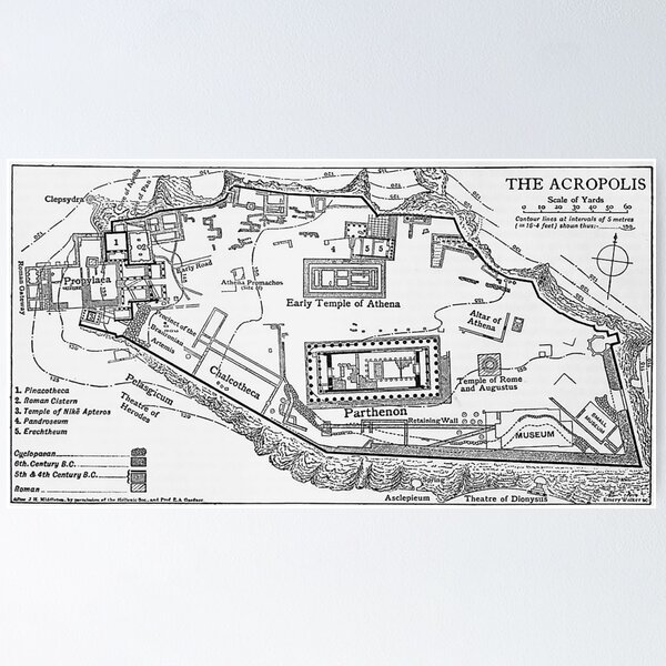 "Map of ancient Acropolis of Athens" Poster for Sale by ClassicalGreece ...