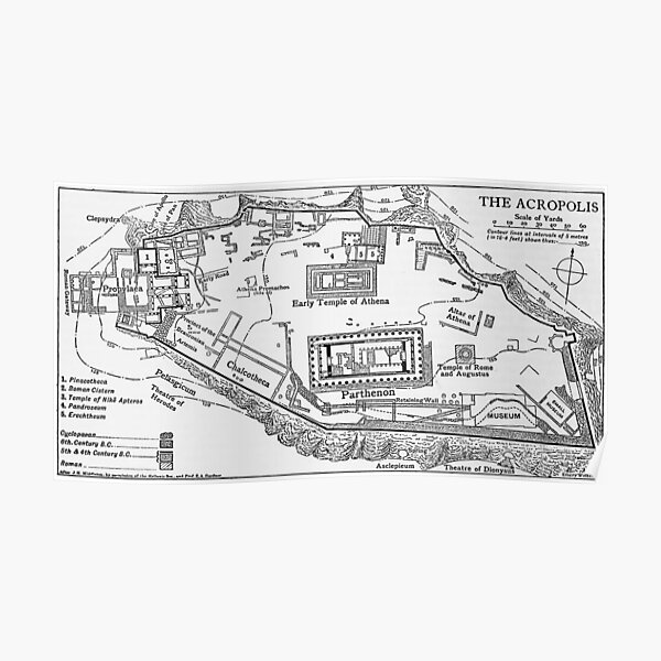 "Map of ancient Acropolis of Athens" Poster by ClassicalGreece | Redbubble