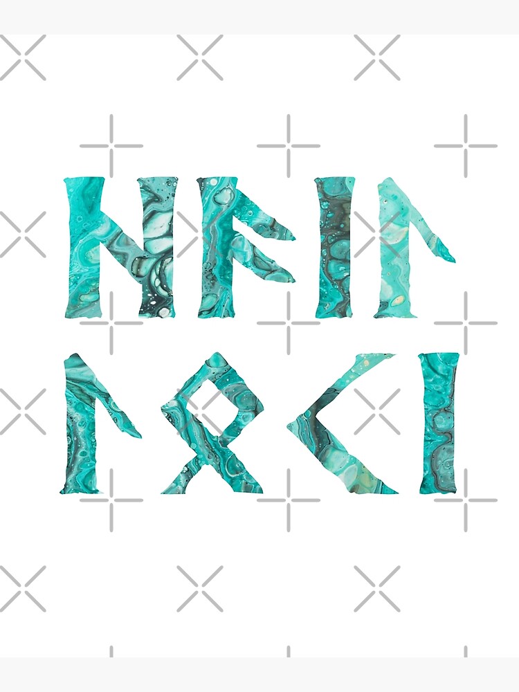 "Hail Loki In Futhark Runes Textured Turquoise" Poster by Gralok ...
