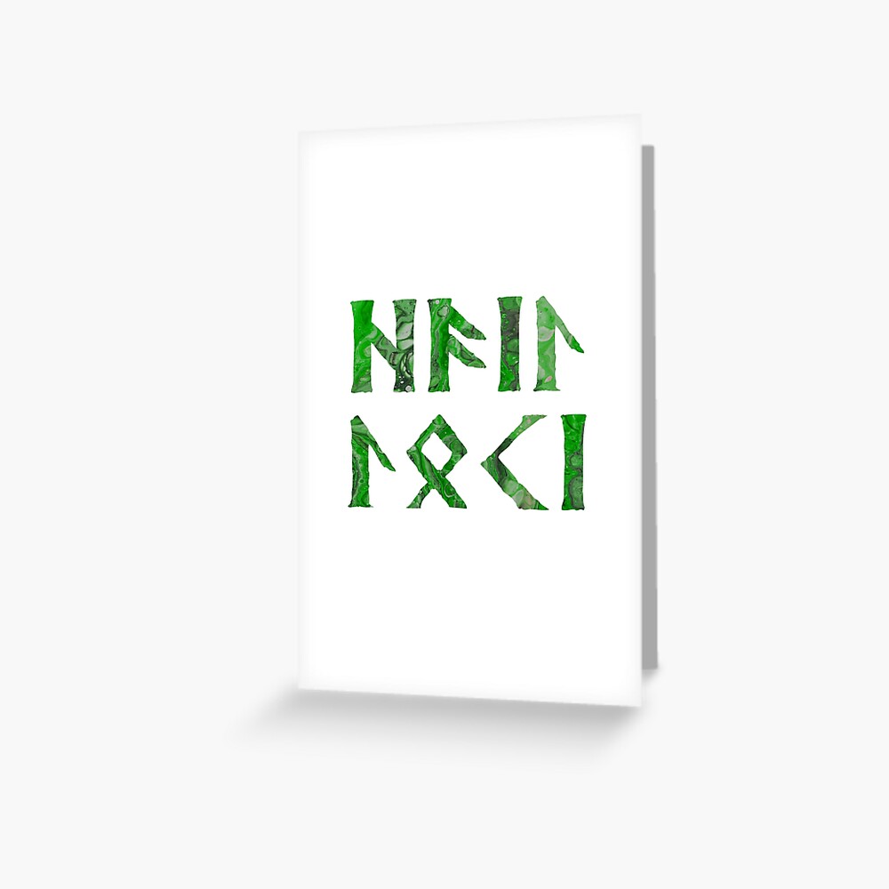 "Hail Loki In Futhark Runes Green with White Background" Greeting Card ...
