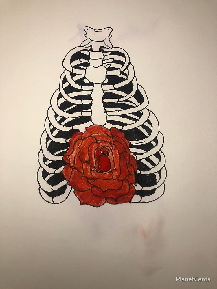 "Coloured Rose Skeleton Rib Cage " Poster for Sale by PlanetCards ...
