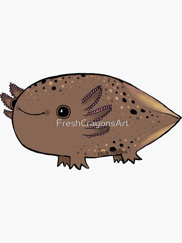 "Brown Axolotl Chibi Cute Wild Type " Sticker by FreshCrayonsArt ...