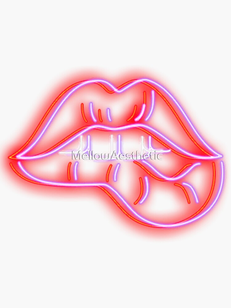 "Neon lips" Sticker for Sale by MellowAesthetic | Redbubble