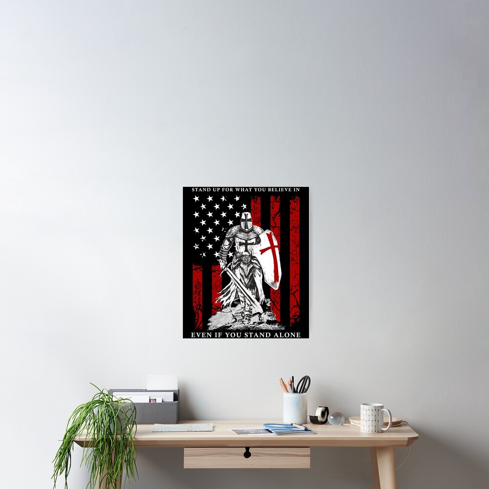 Knight Templar Crusader Warrior American Flag Poster By Enjooy