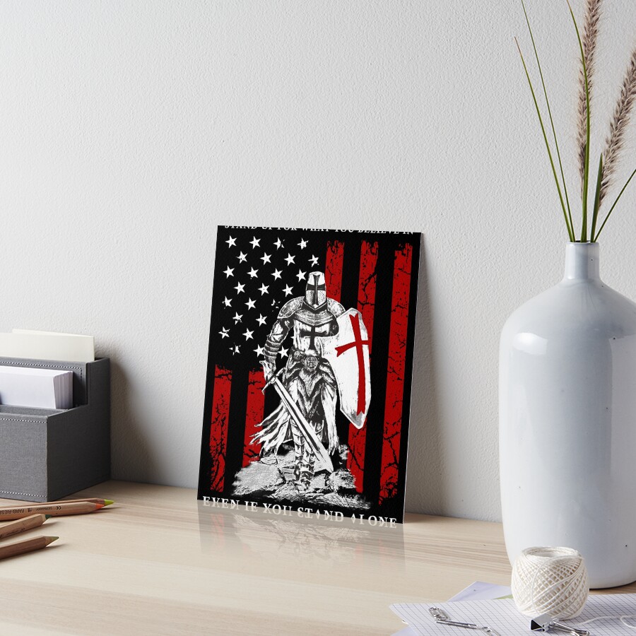 Knight Templar Crusader Warrior American Flag Art Board Print By