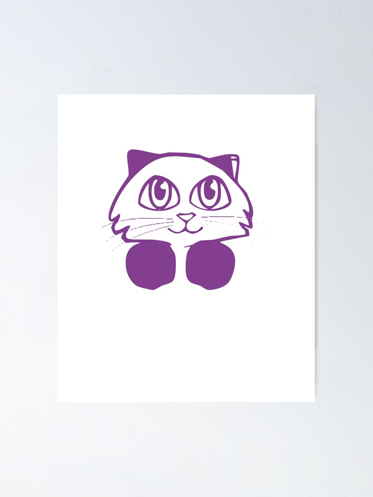 "Cute Funny Cat Eyes Purple Drawing " Poster for Sale by ART-SOUF ...