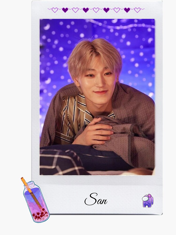 "ateez san polaroid stickers" Sticker by cindyptm | Redbubble