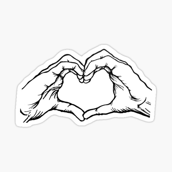 "Heart Hands B&W" Sticker by MyShanonigans | Redbubble