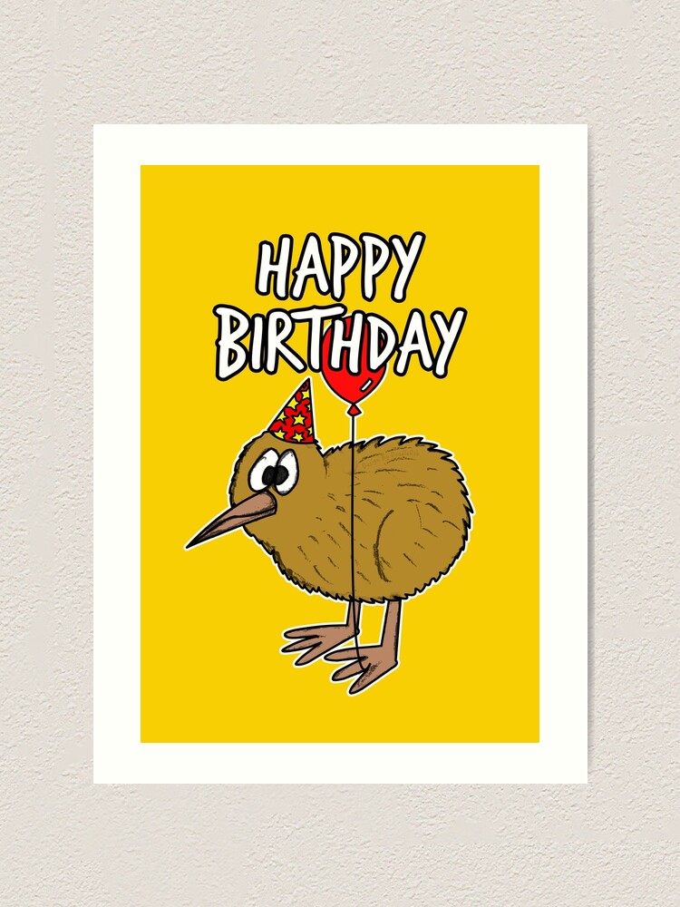 "Happy Birthday Doodle Kiwi New Zealand Bird" Art Print by doodlerob ...