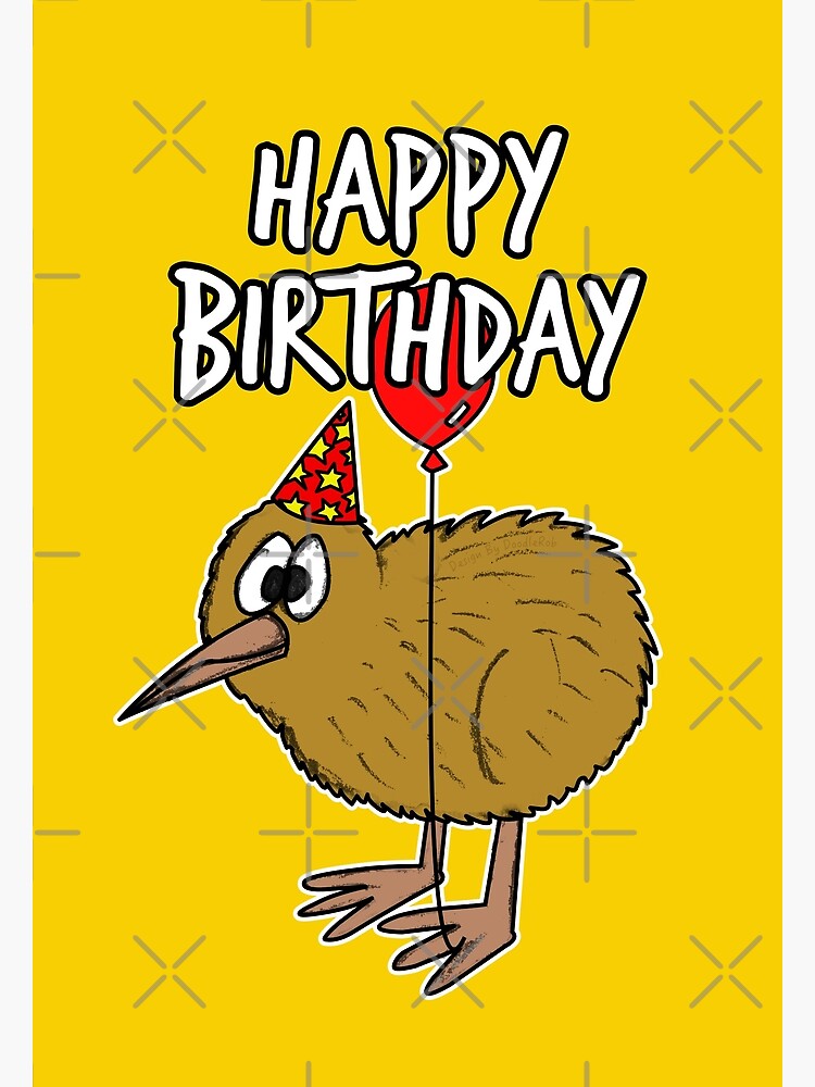 "Happy Birthday Doodle Kiwi New Zealand Bird" Art Print by doodlerob ...
