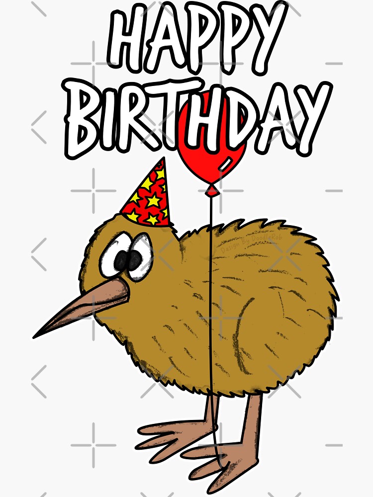 "Happy Birthday Doodle Kiwi New Zealand Bird" Sticker for Sale by ...