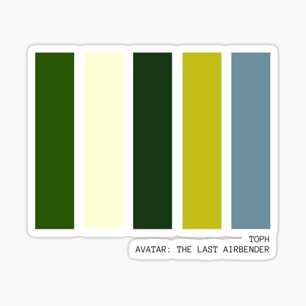 "Toph Avatar the Last Airbender Minimalist Color Palette" Sticker for ...