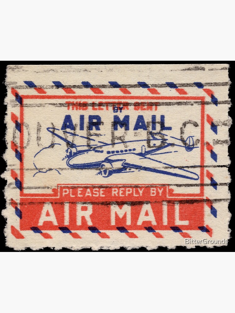 "Vintage Air Mail label - Please Reply" Sticker for Sale by ...