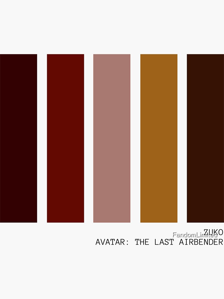 "Zuko Avatar the Last Airbender Minimalist Color Palette" Sticker for ...