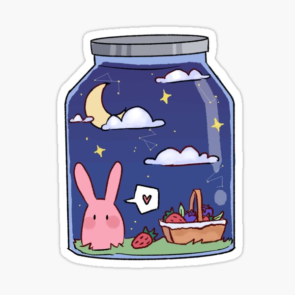 "cute anime bunny in jar" Sticker for Sale by Blueberry0302 | Redbubble