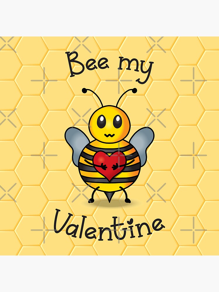 "Bee my Valentine - Cute bee cartoon gift for Valentine's day - Yellow ...