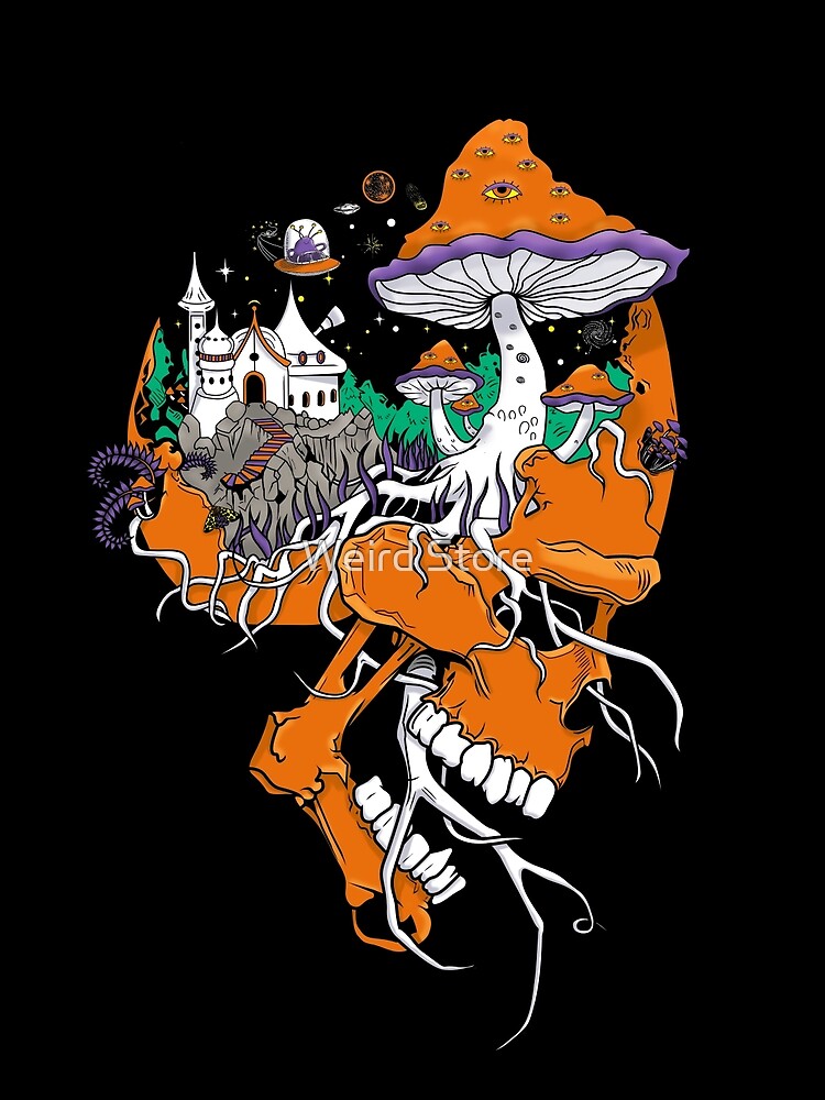"Digital Art beautiful world Inside Skull's head , LSD Mushroom" Poster ...