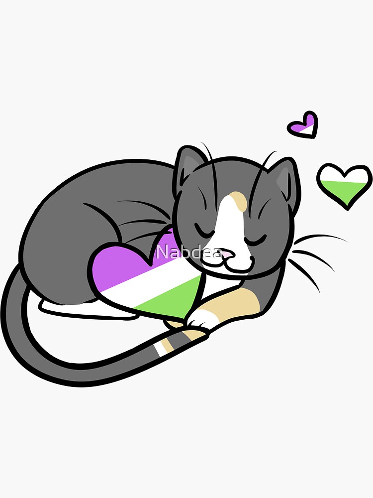 "Genderqueer Pride Calico Cat - Heart Edition" Sticker for Sale by ...