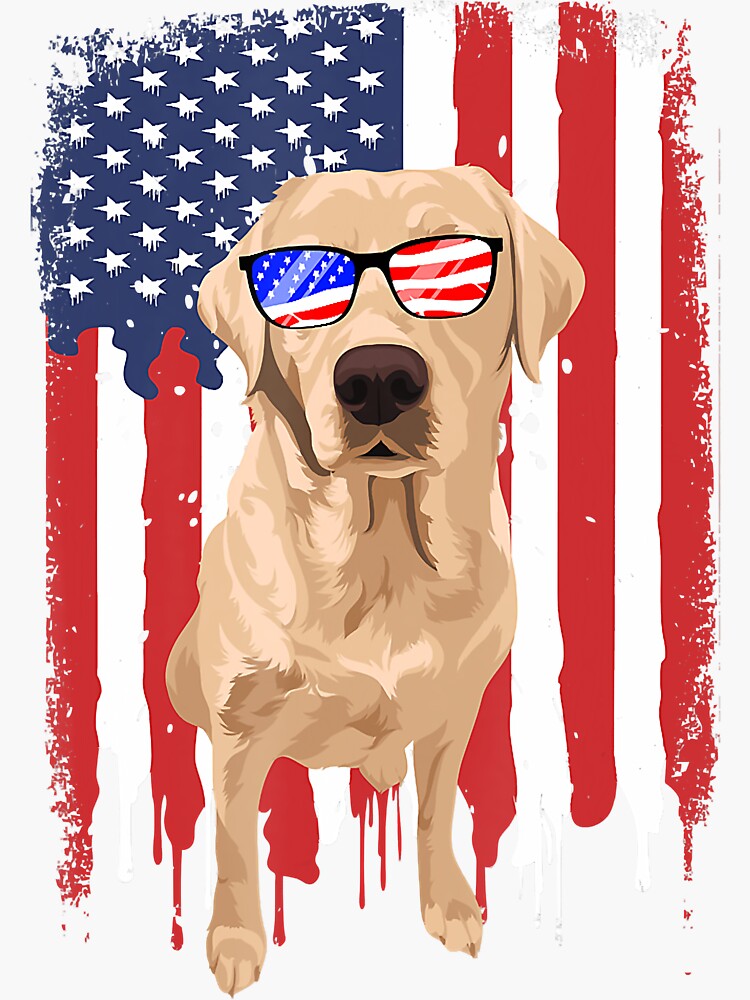 "Labrador Retriever Independence Day 4th July USA Flag" Sticker by ...